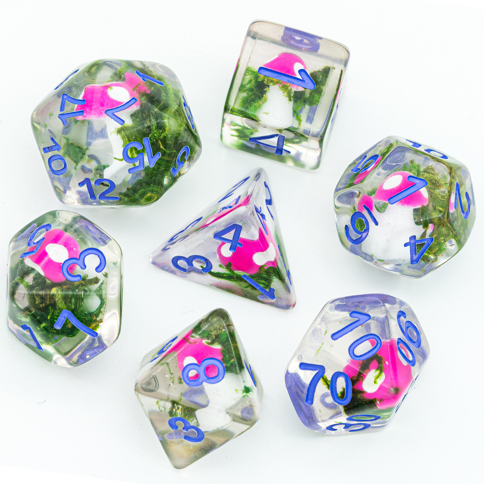 Full Set Mushroom theme Resin Dice Set With Bag