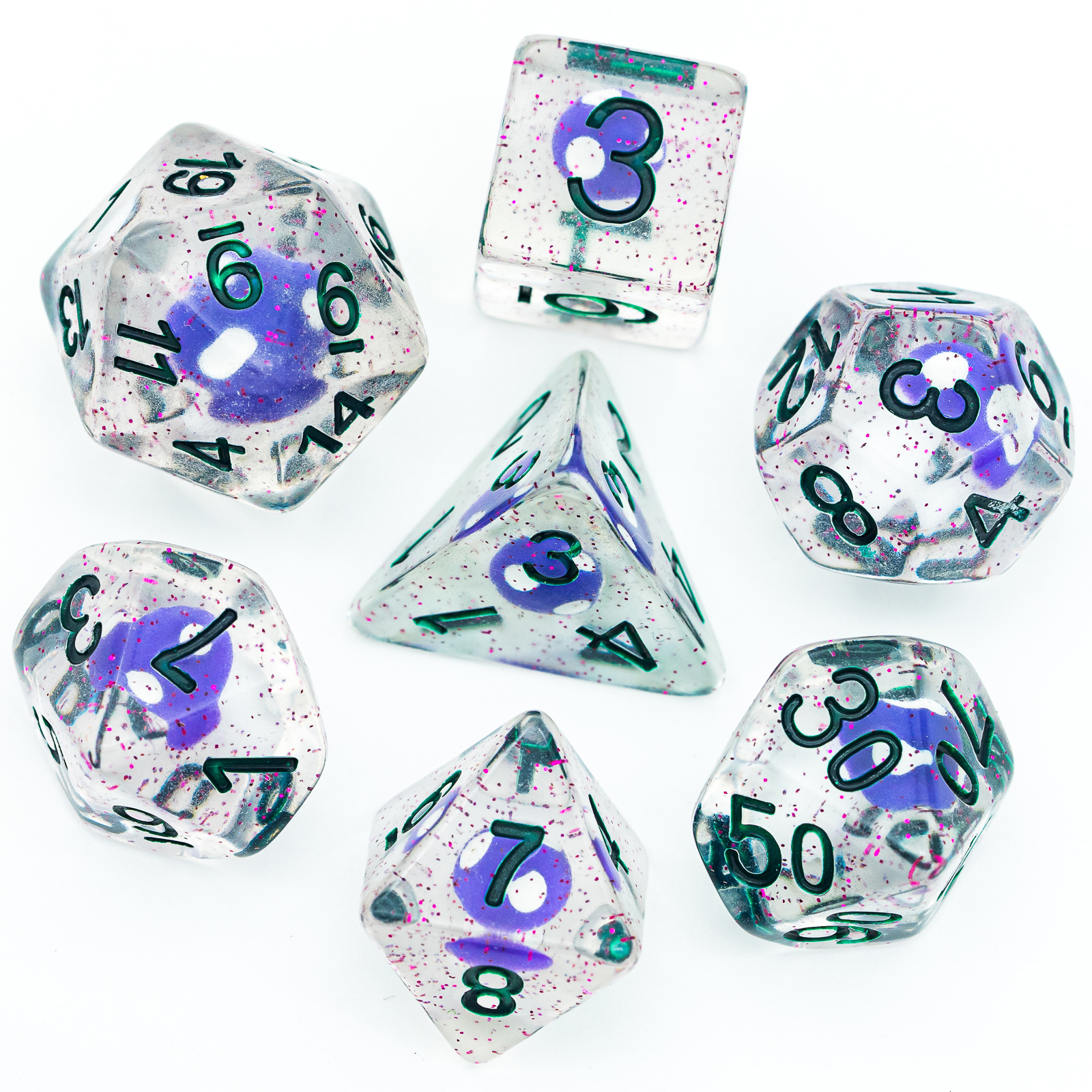 Full Set Mushroom theme Resin Dice Set With Bag