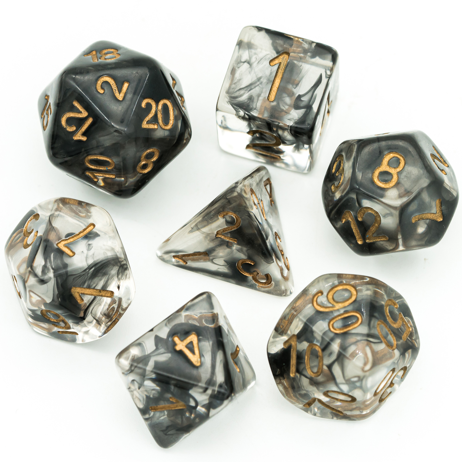 Full Set Floating Silk Process Resin Dice Set With Bag