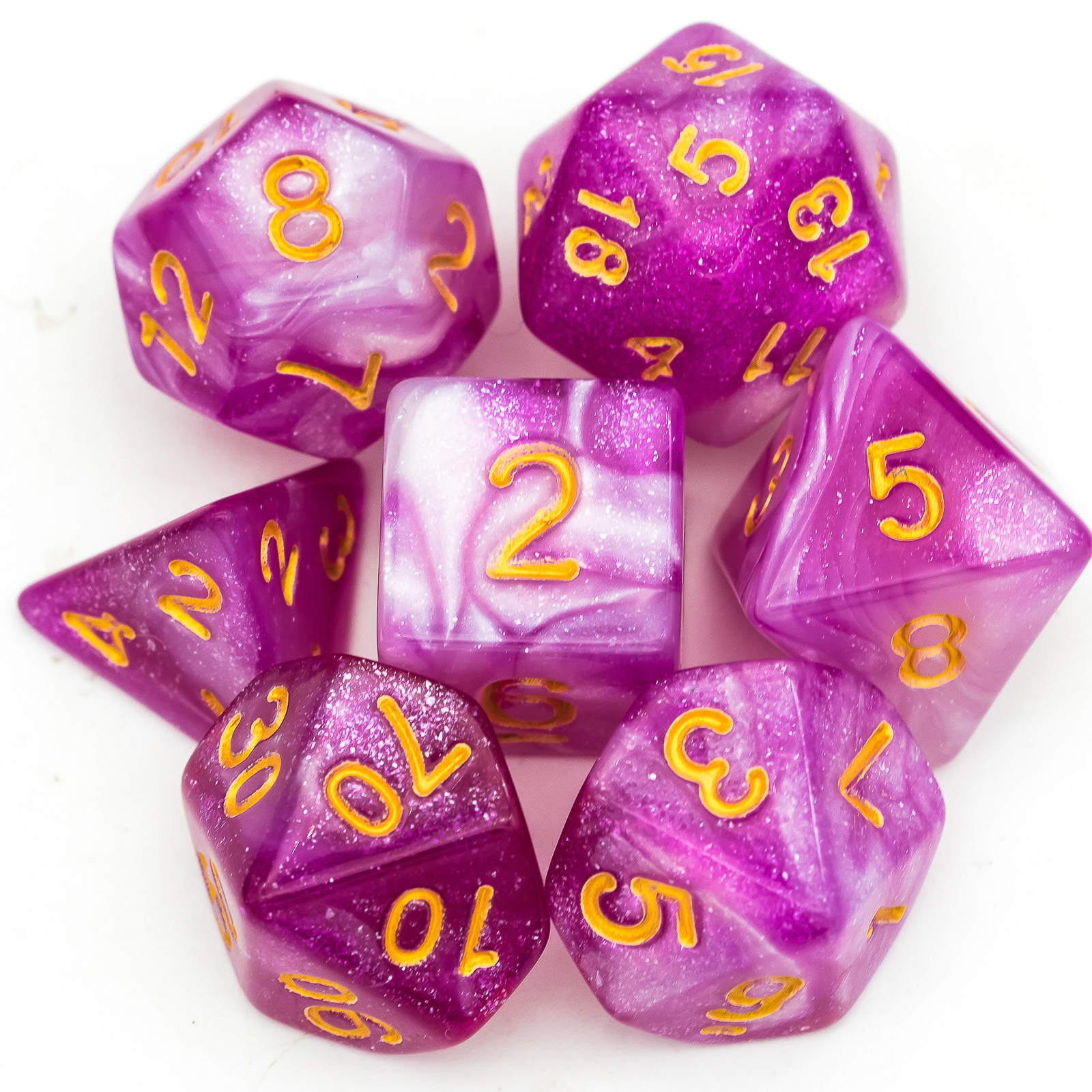 Mixed Color Glitter Acrylic Dice Set