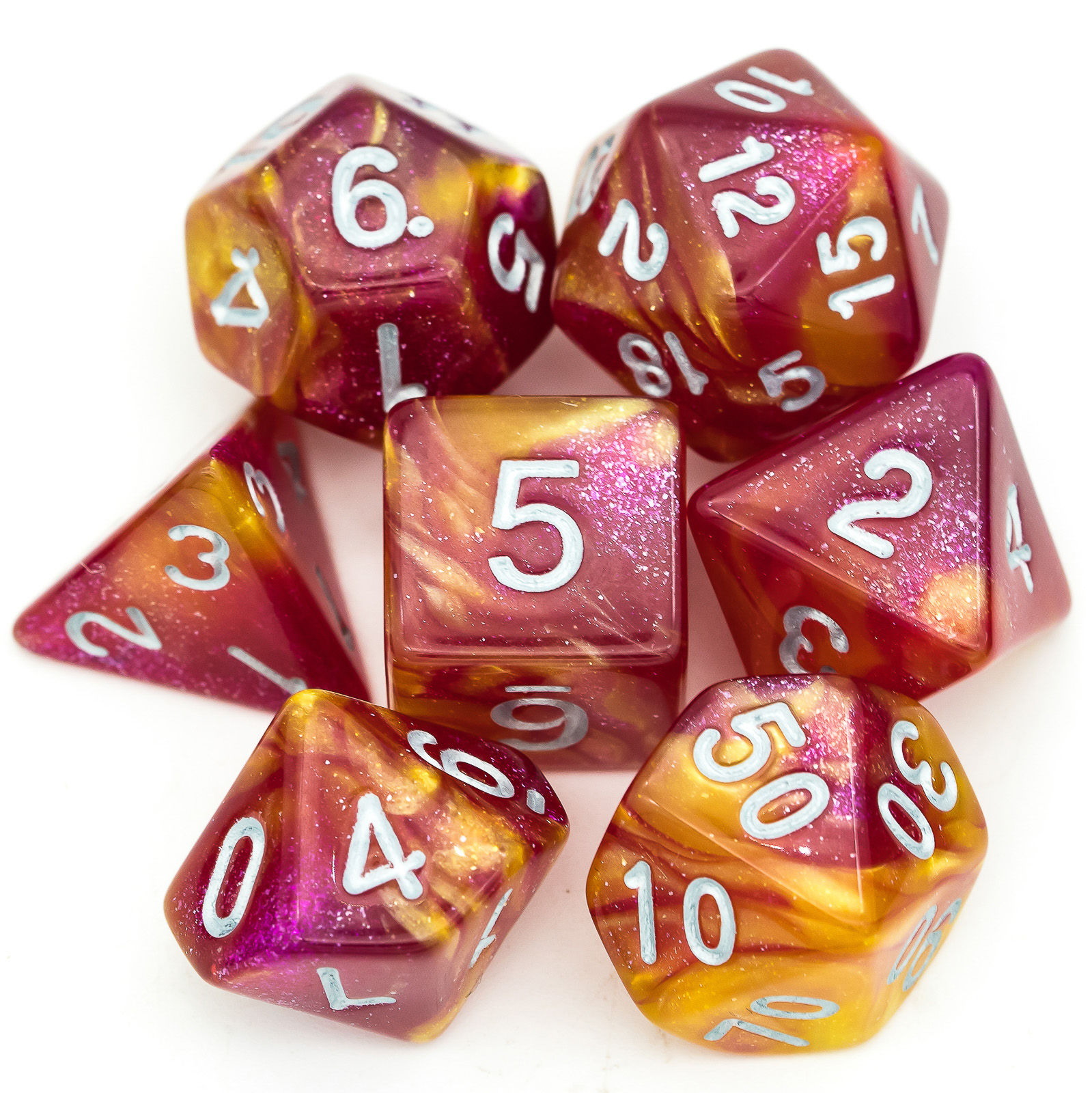 Mixed Color Glitter Acrylic Dice Set
