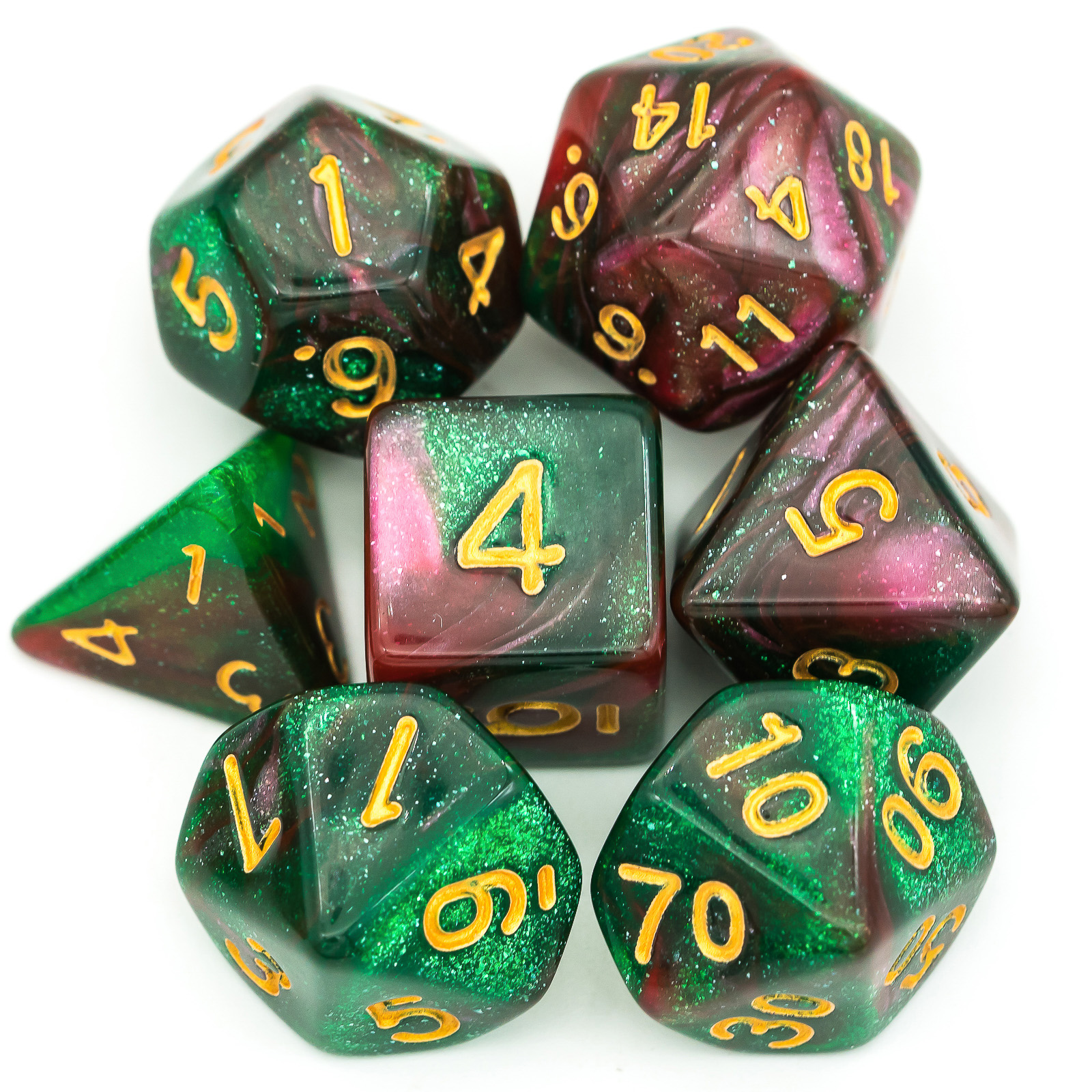 Mixed Color Glitter Acrylic Dice Set