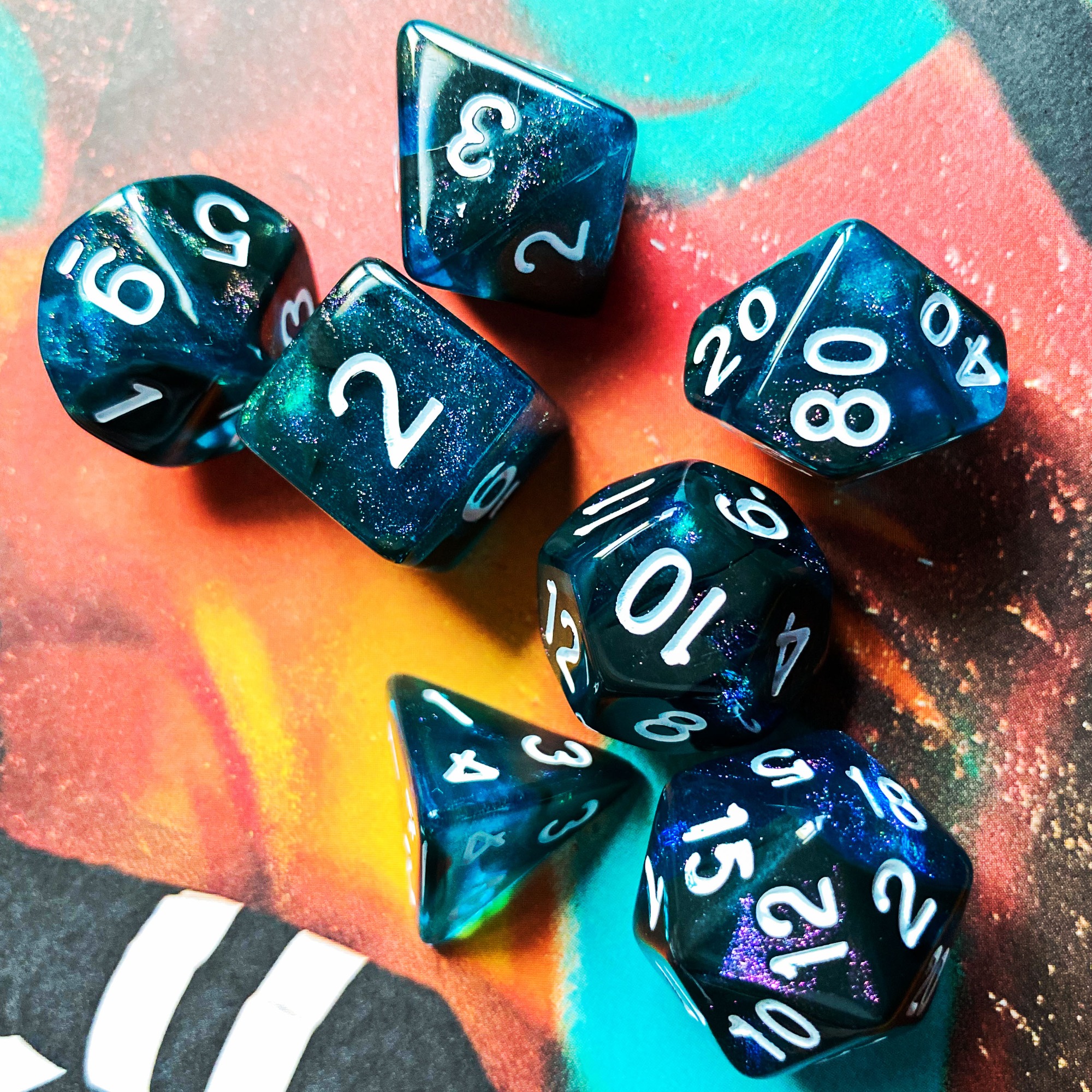 Two-Color Glitter Acrylic Dice Set