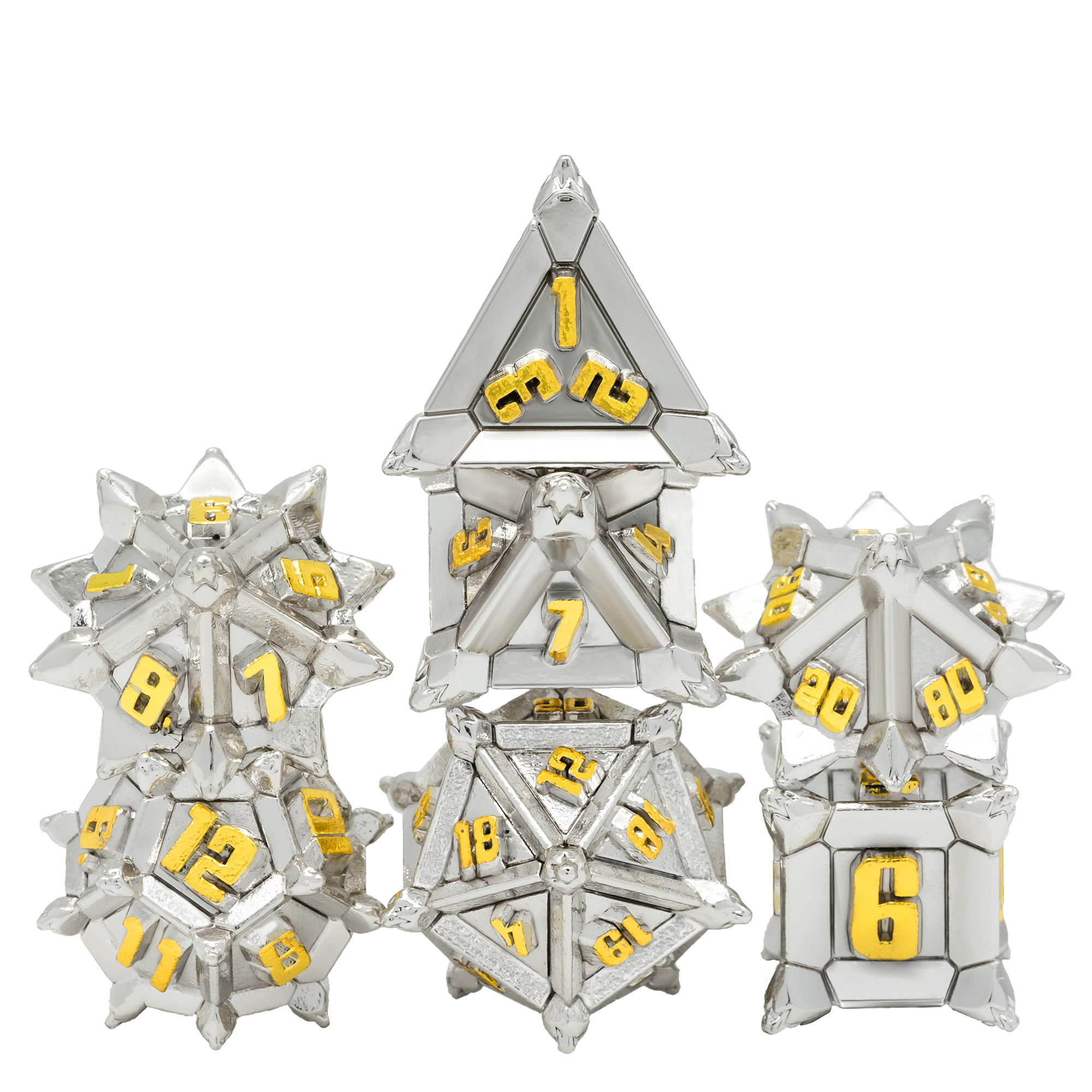 Cusdie Pinwheel Metal D&D Dice Set, 7 Pcs DND Dice, Polyhedral Dice Set ...