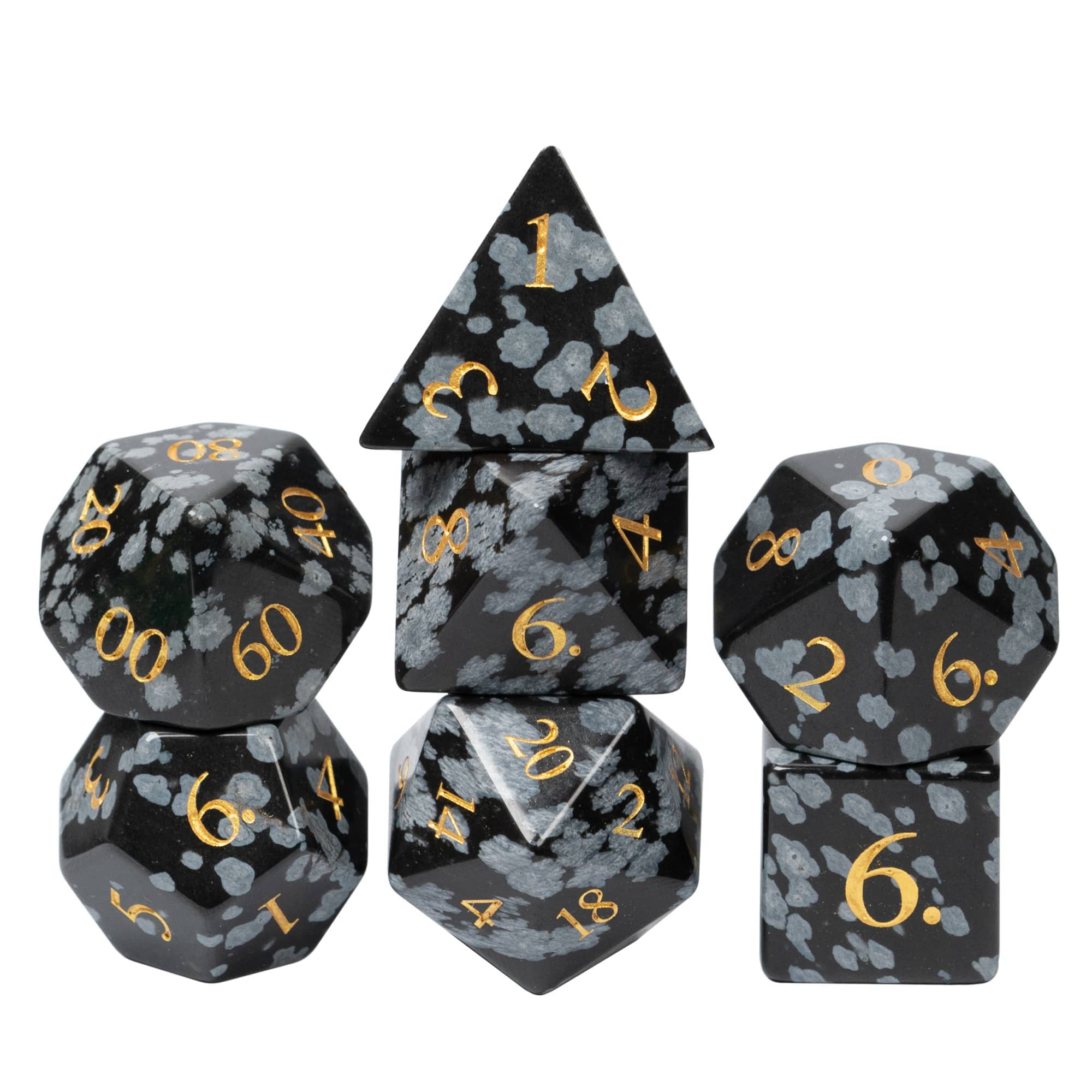 Cusdie Set of 7 Handmade Snowflake Stone Dice, 16mm Polyhedral Stone ...
