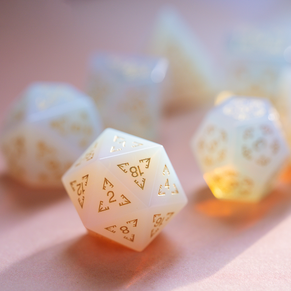 Cusdie Set of 7 Handmade Opal Stone Dice with Leather Box , 16mm ...