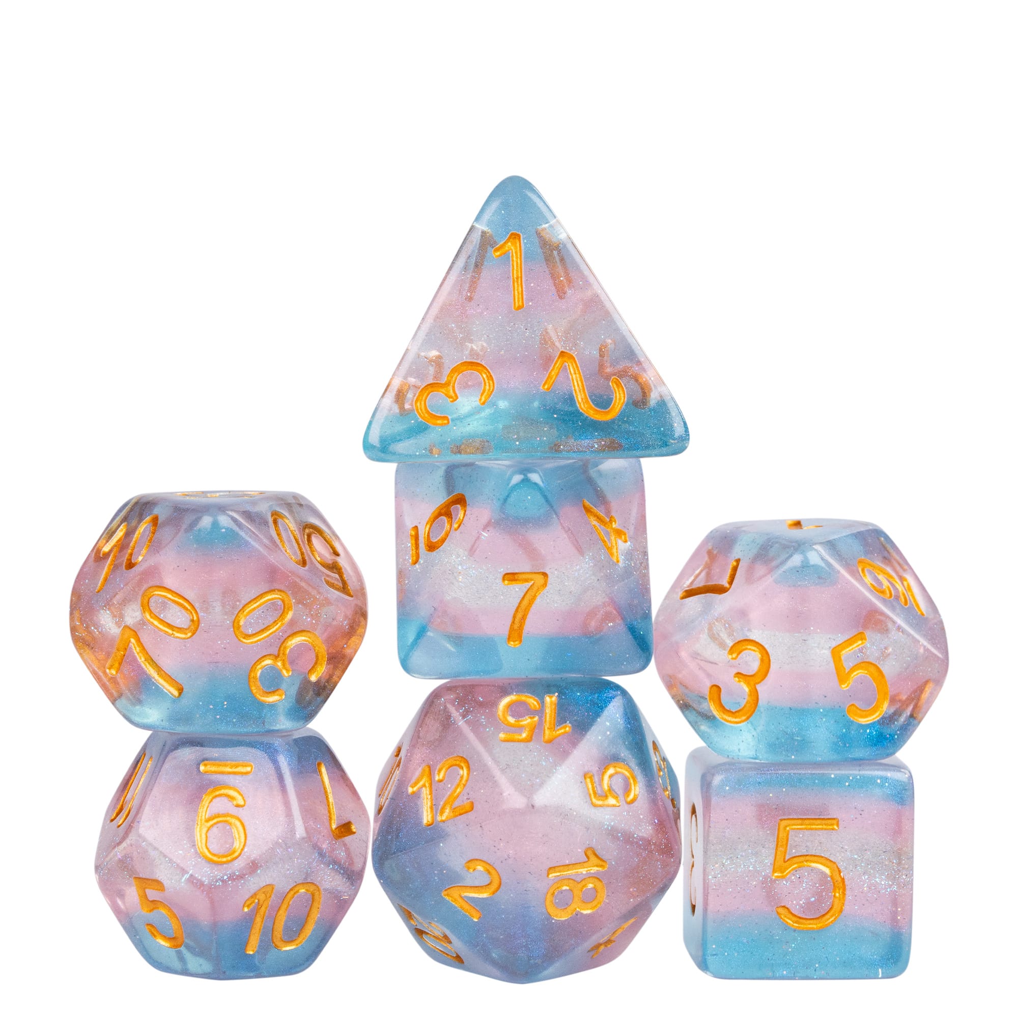 7Pcs/set Trans-Pride DND Dice D&D Dice D4 D6 D8 D10 D% D12 D20 Pride ...