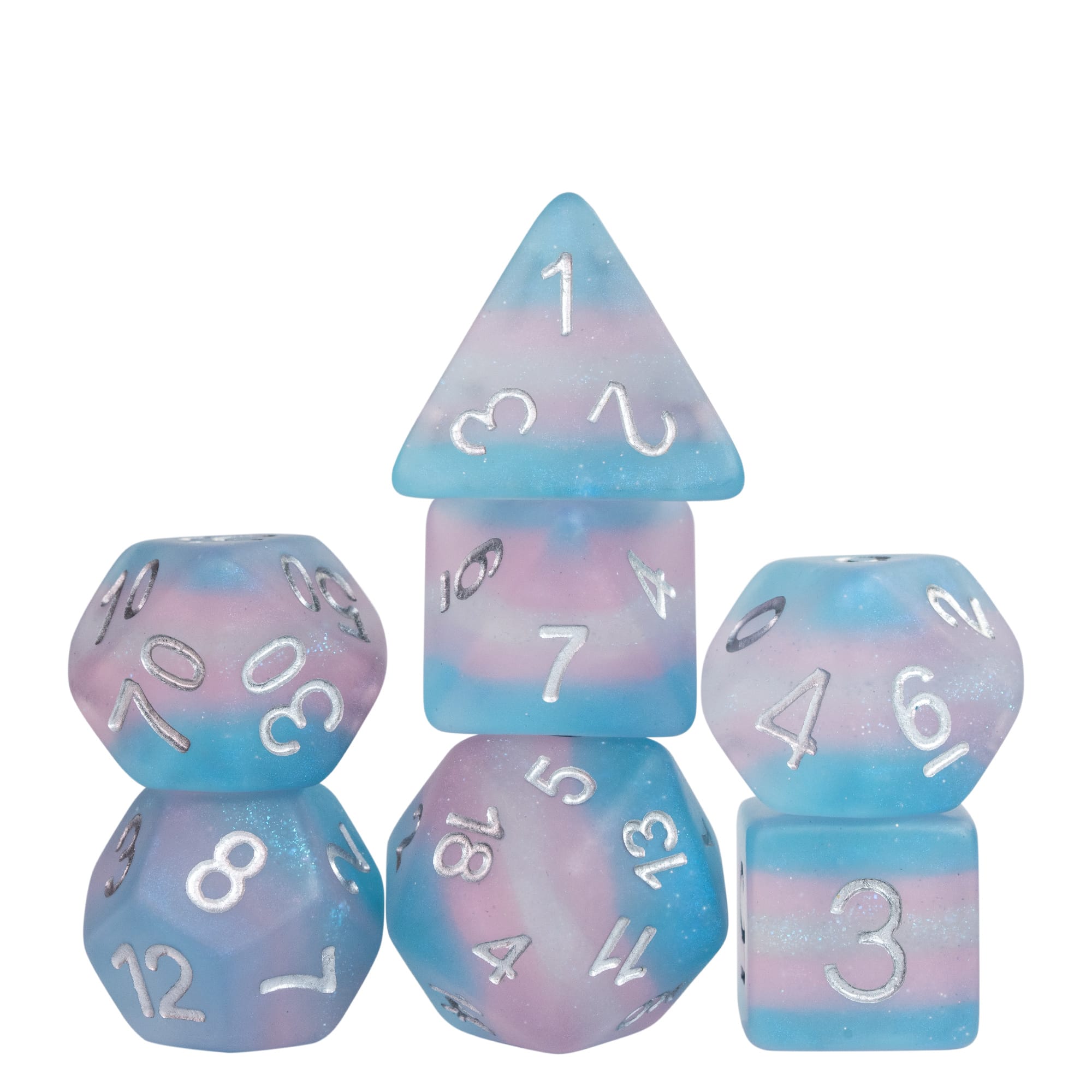 7Pcs/set Trans-Pride DND Dice D&D Dice D4 D6 D8 D10 D% D12 D20 Pride ...
