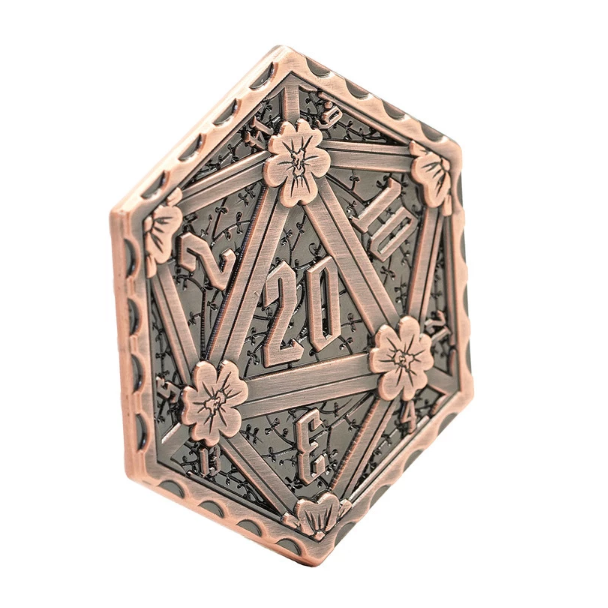 Various Styles of Flat D20 Metal Coins