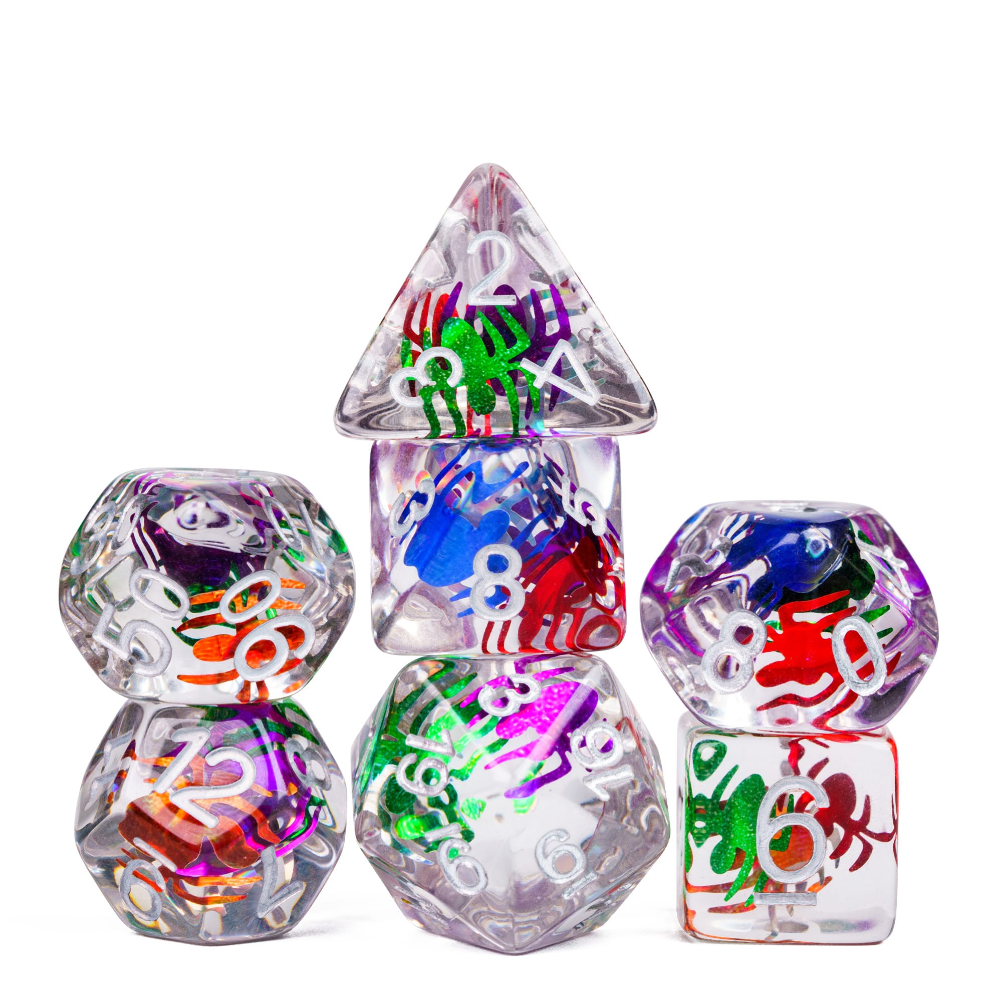 Cusdie 7-Die DND Dice, Polyhedral Dice Set Transparent D&D Dice Filled ...