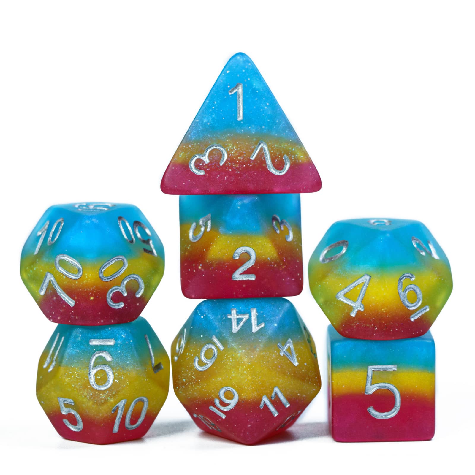 7Pcs/set Trans-Pride DND Dice D&D Dice D4 D6 D8 D10 D% D12 D20 Pride ...