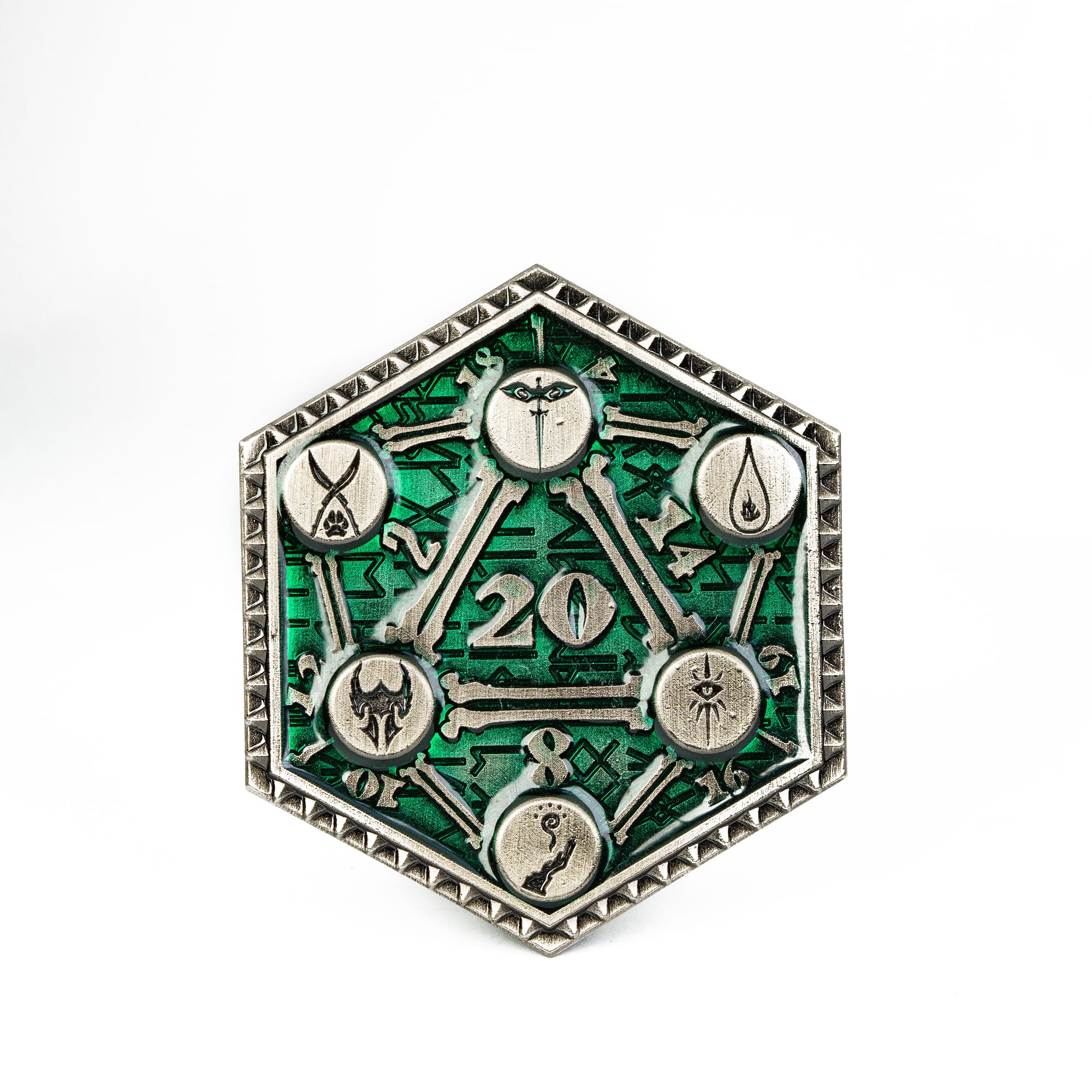 Various Styles of Flat D20 Metal Coins