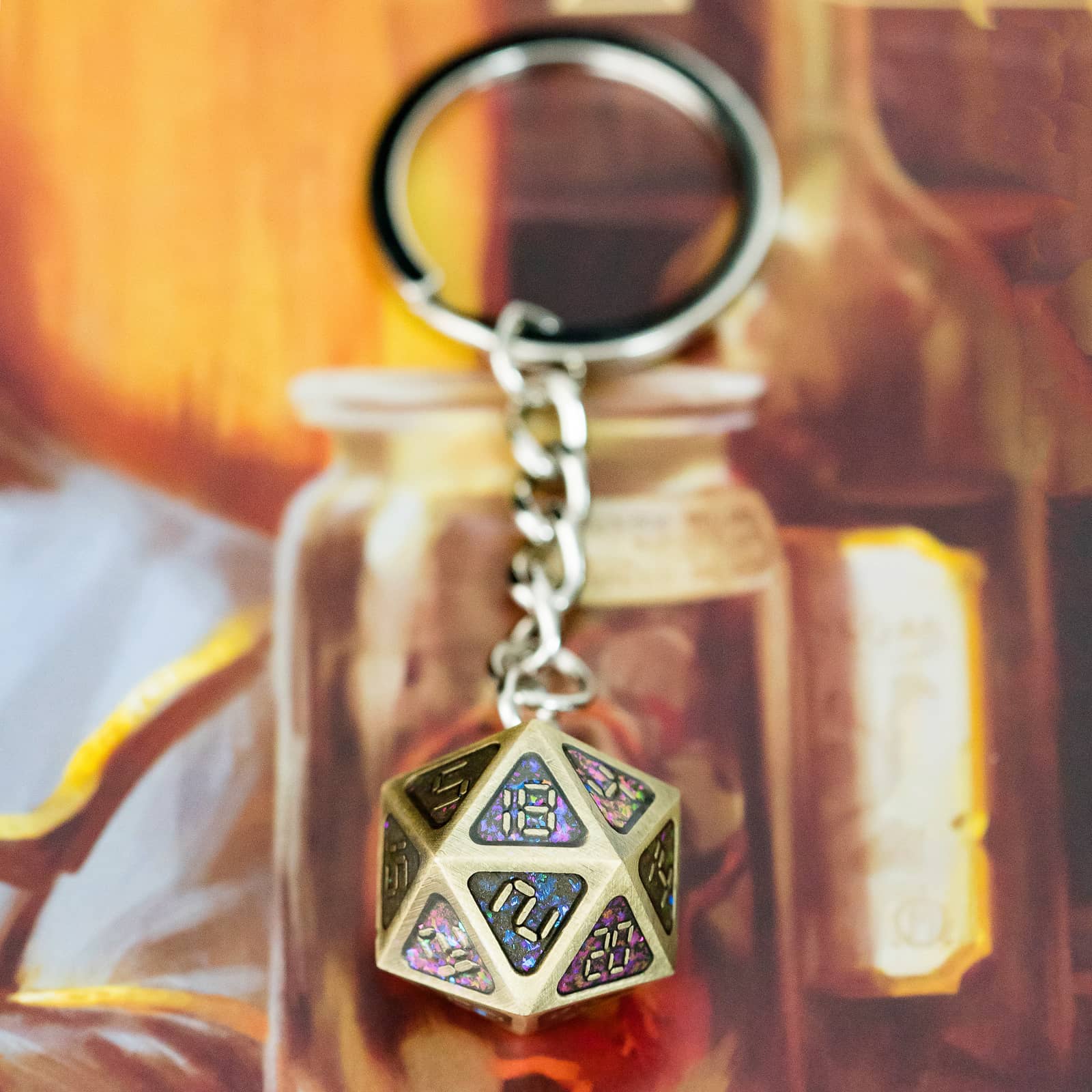 Removable Metal D20 Keychain