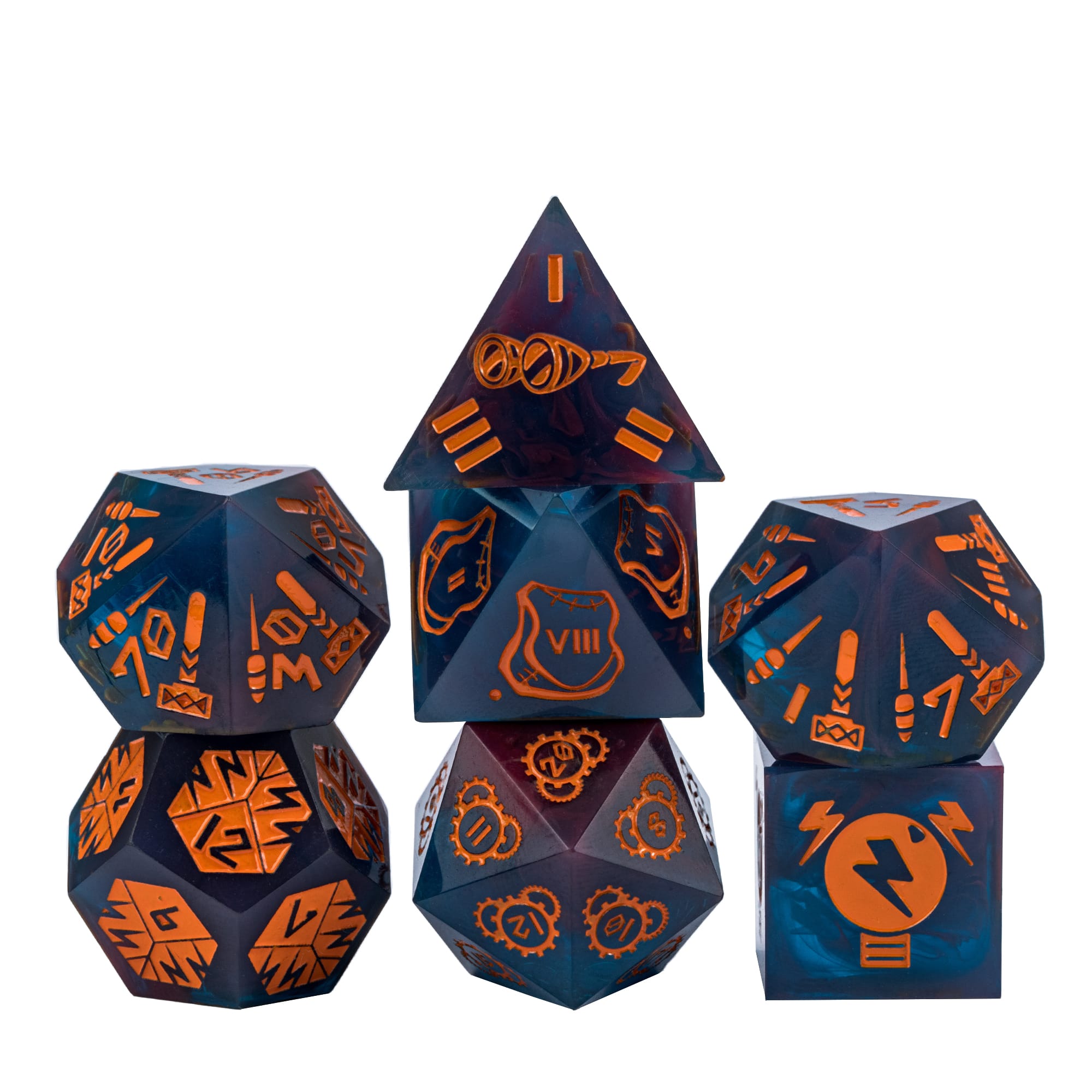 Cusdie Sharp Edges DND Dice with Roman Numerals, 7 PCs D&D Dice ...