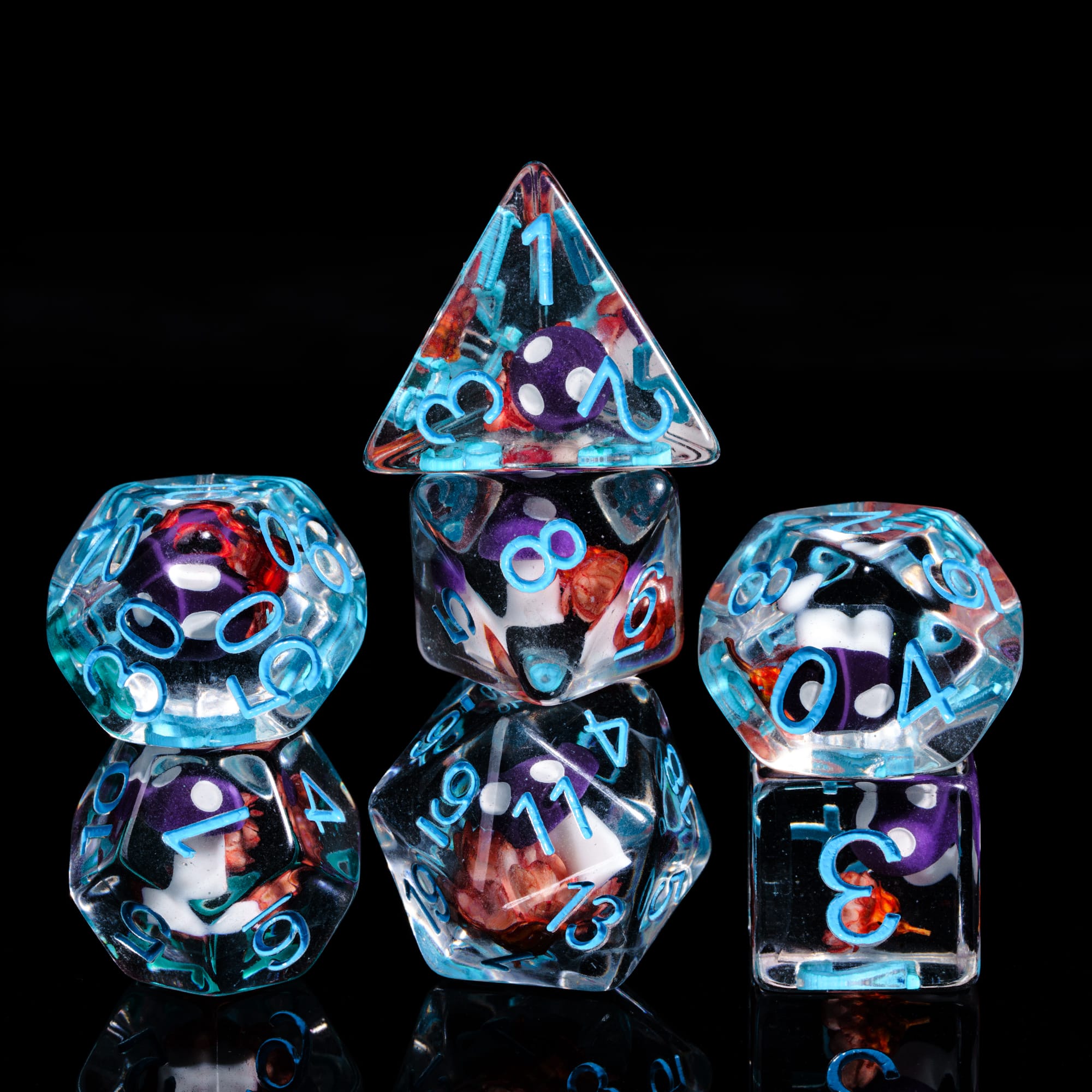 Full Set Mushroom theme Resin Dice Set With Bag