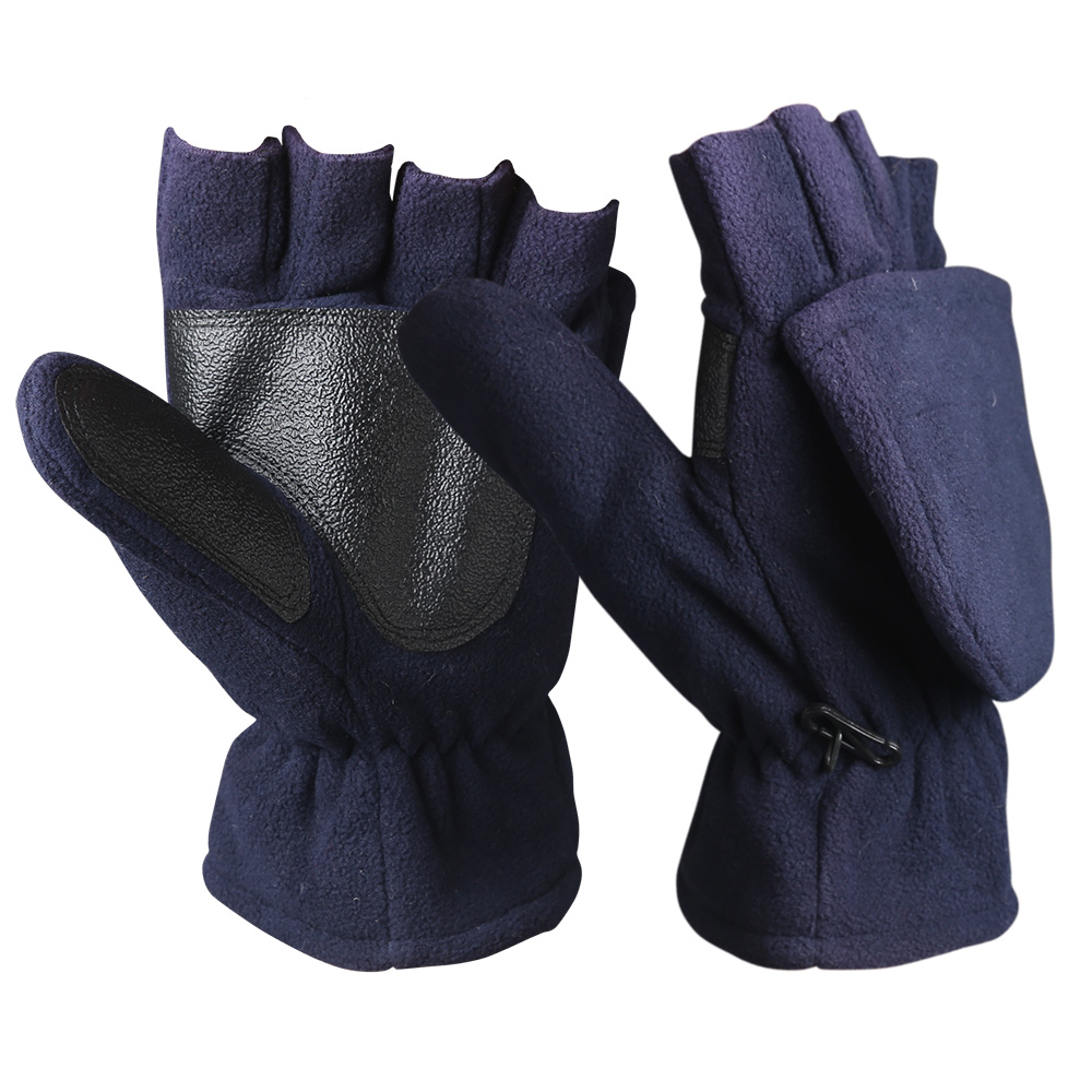 Windproof Fleece fingerless Convertible Flip top mitten glove for ...