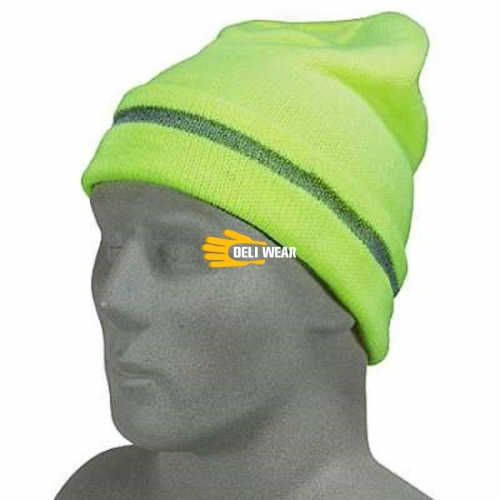 Hi Vis yellow lime fluro Acrylic knitted reflective trim stripe thermal ...