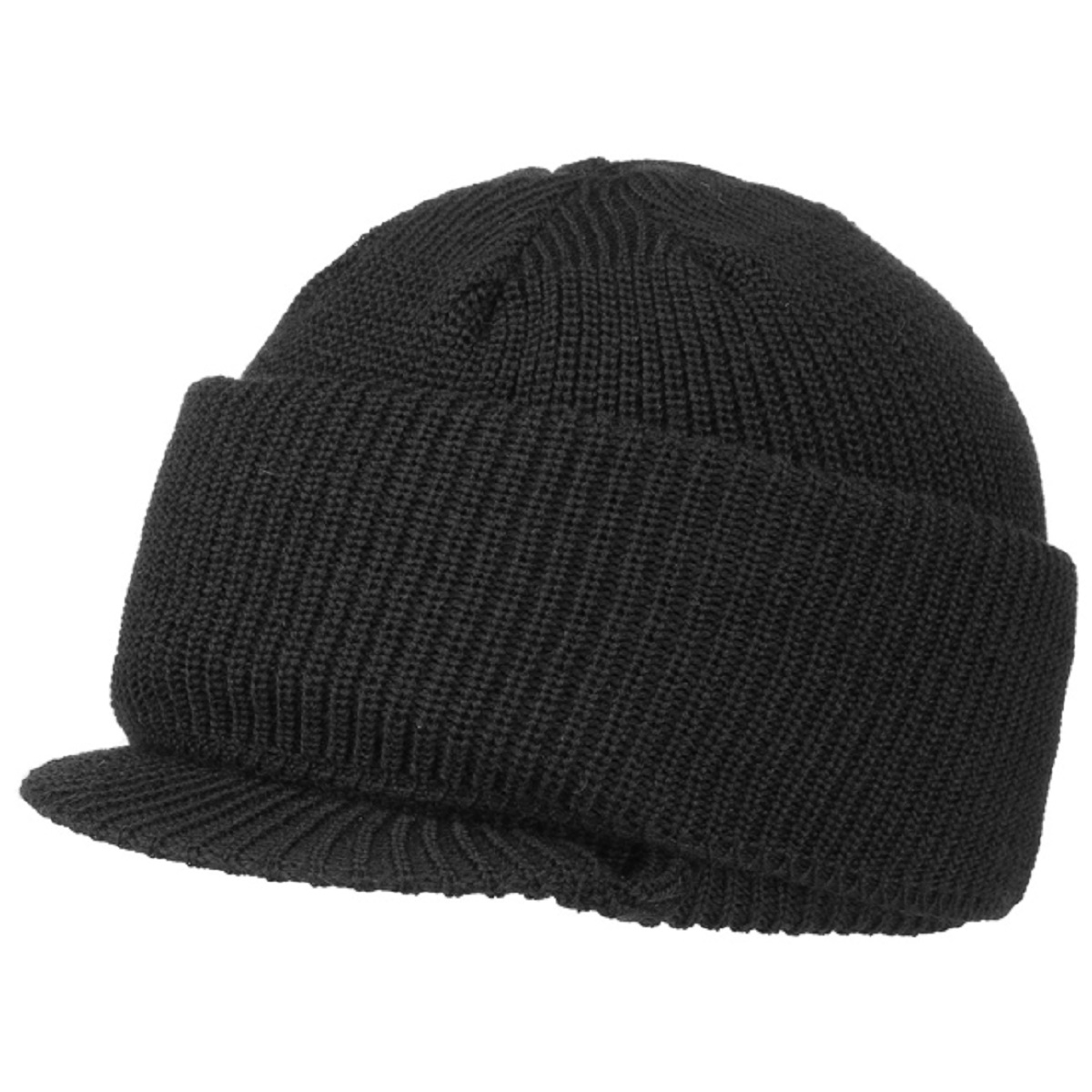 Black Open Face Double layer Acyrylic knitted Balaclava with Brim