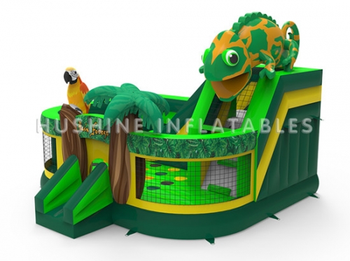 High Quality Jungle Bounce with Slide Leaping Lizard Bounce House for Sale