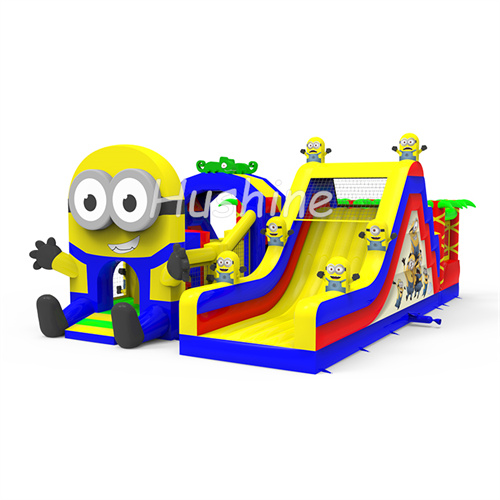 Cartoon Minions Theme Inflatable Obstacle Course Playground