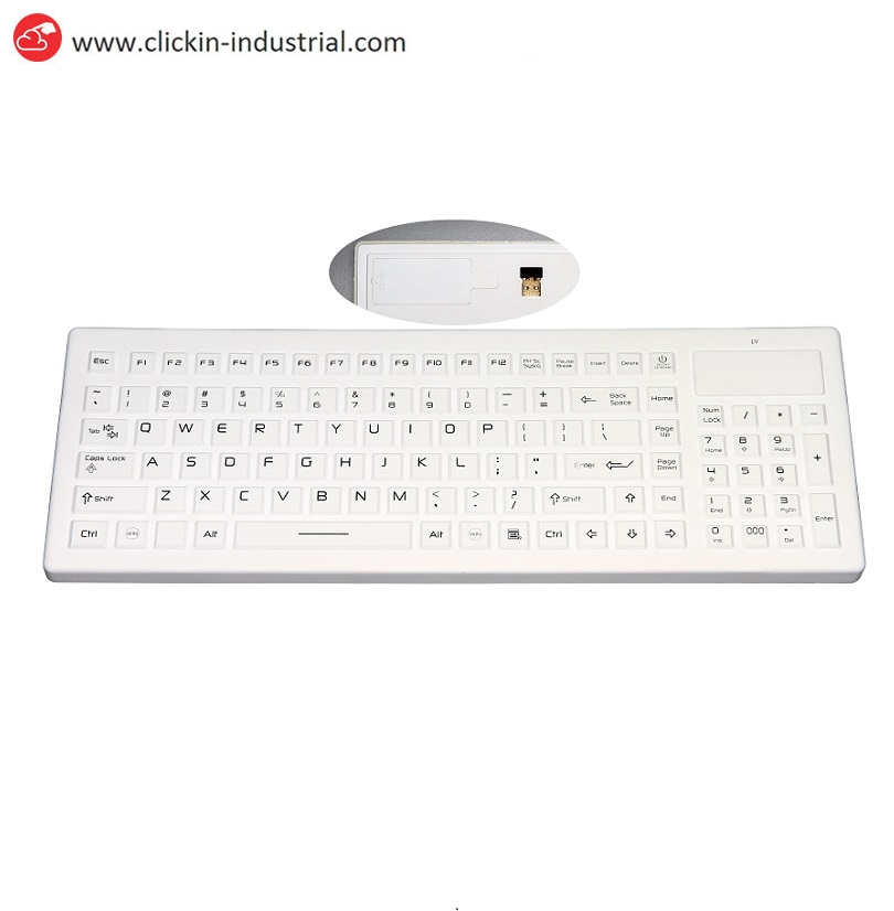 IP65 wireless medical & industrial silicone keyboard with integrated ...