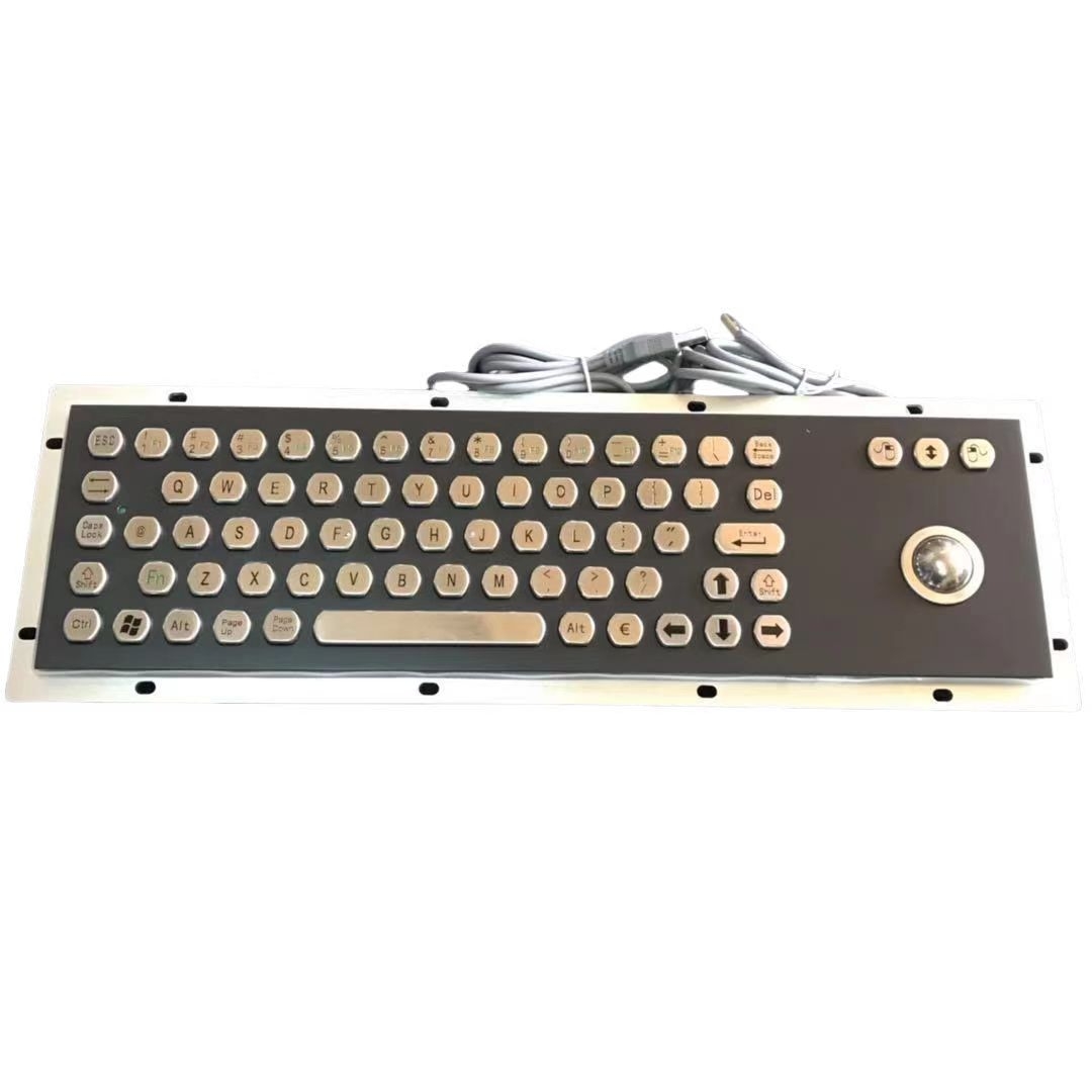 IP67 waterproof stainless steel console keyboard with integrated trackball