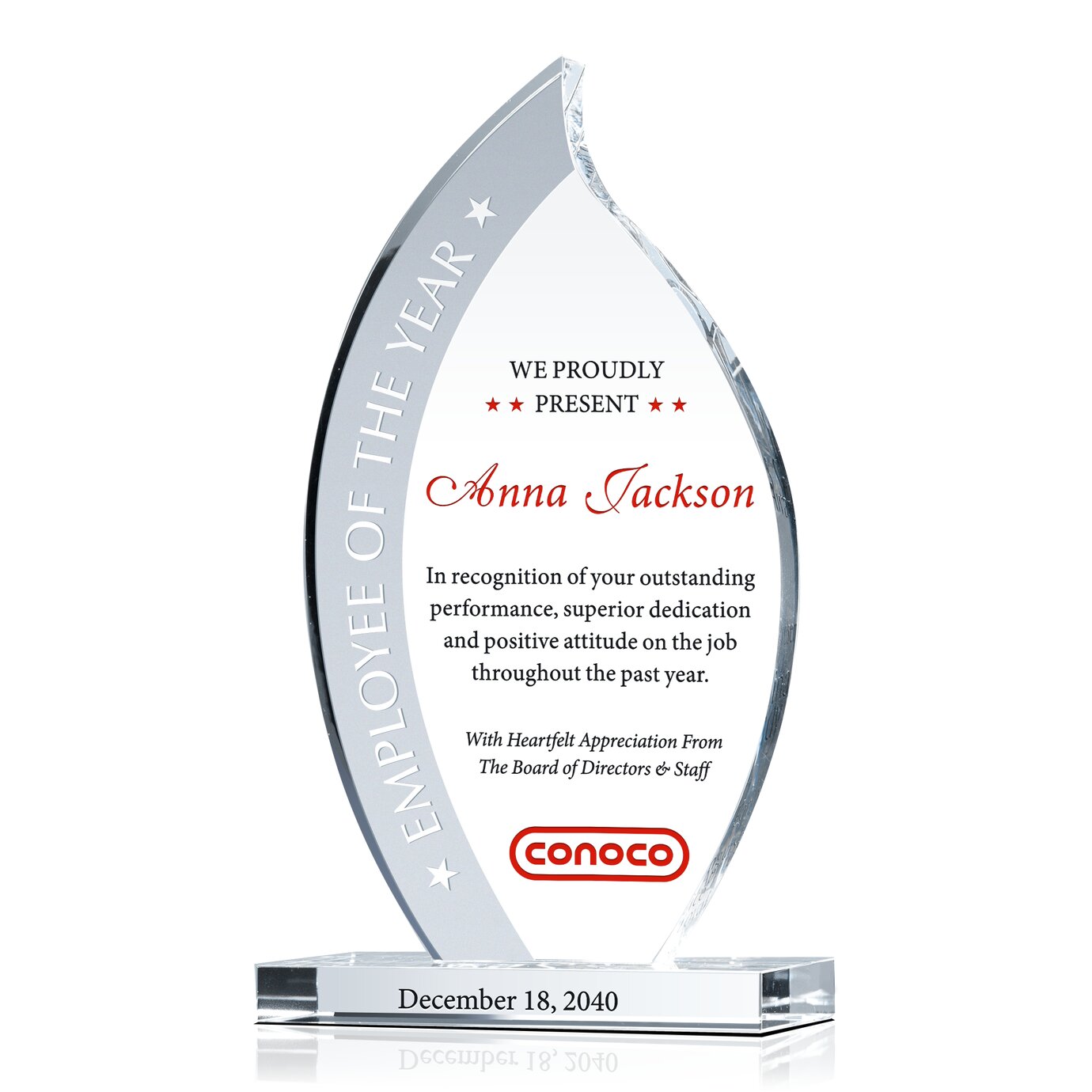 Personalized Employee Recognition Award Plaque,Crystal Award