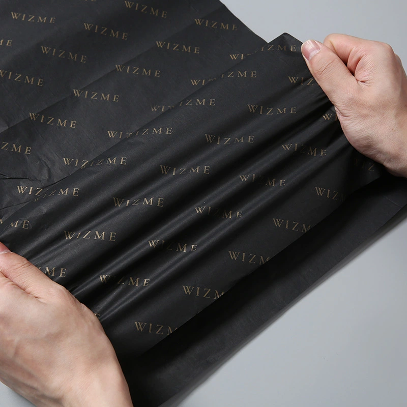 Custom 18gsm Black Tissue Paper With Logo Printing Gift Wrapping