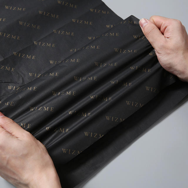 Custom 18gsm Black Tissue Paper With Logo Printing Gift Wrapping