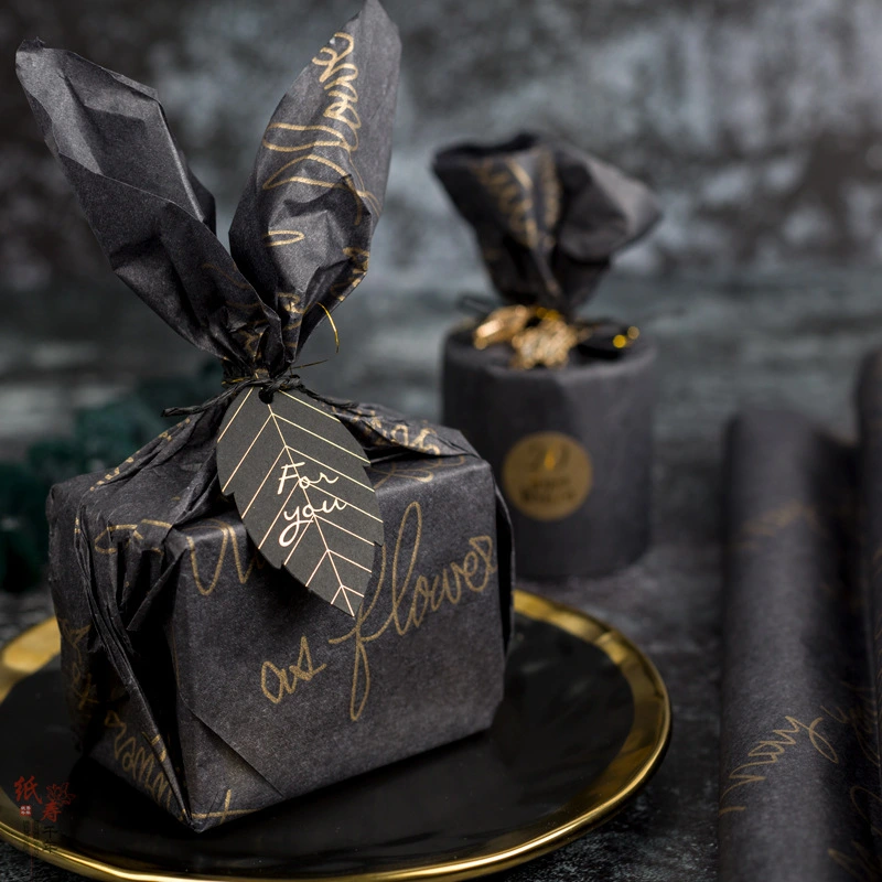 Custom 18gsm Black Tissue Paper With Logo Printing Gift Wrapping