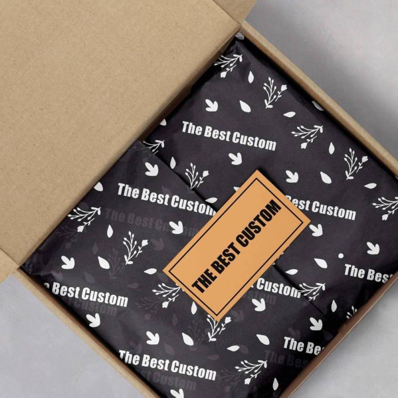 Custom 18gsm Black Tissue Paper With Logo Printing Gift Wrapping