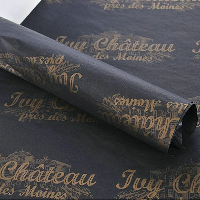 Custom 18gsm Black Tissue Paper With Logo Printing Gift Wrapping