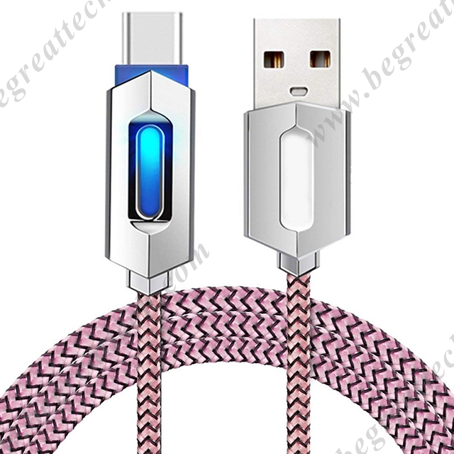 New LED Metal Silk Braided Sync Charge USB Cable Cord For iPhone ...