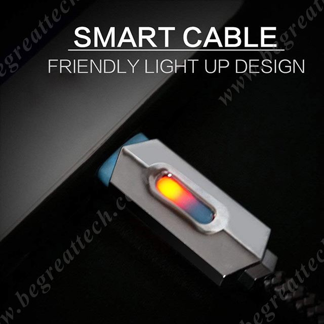 New LED Metal Silk Braided Sync Charge USB Cable Cord For iPhone ...