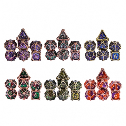 Silvery Series Metal D&D Dice Set for Role Playing Games