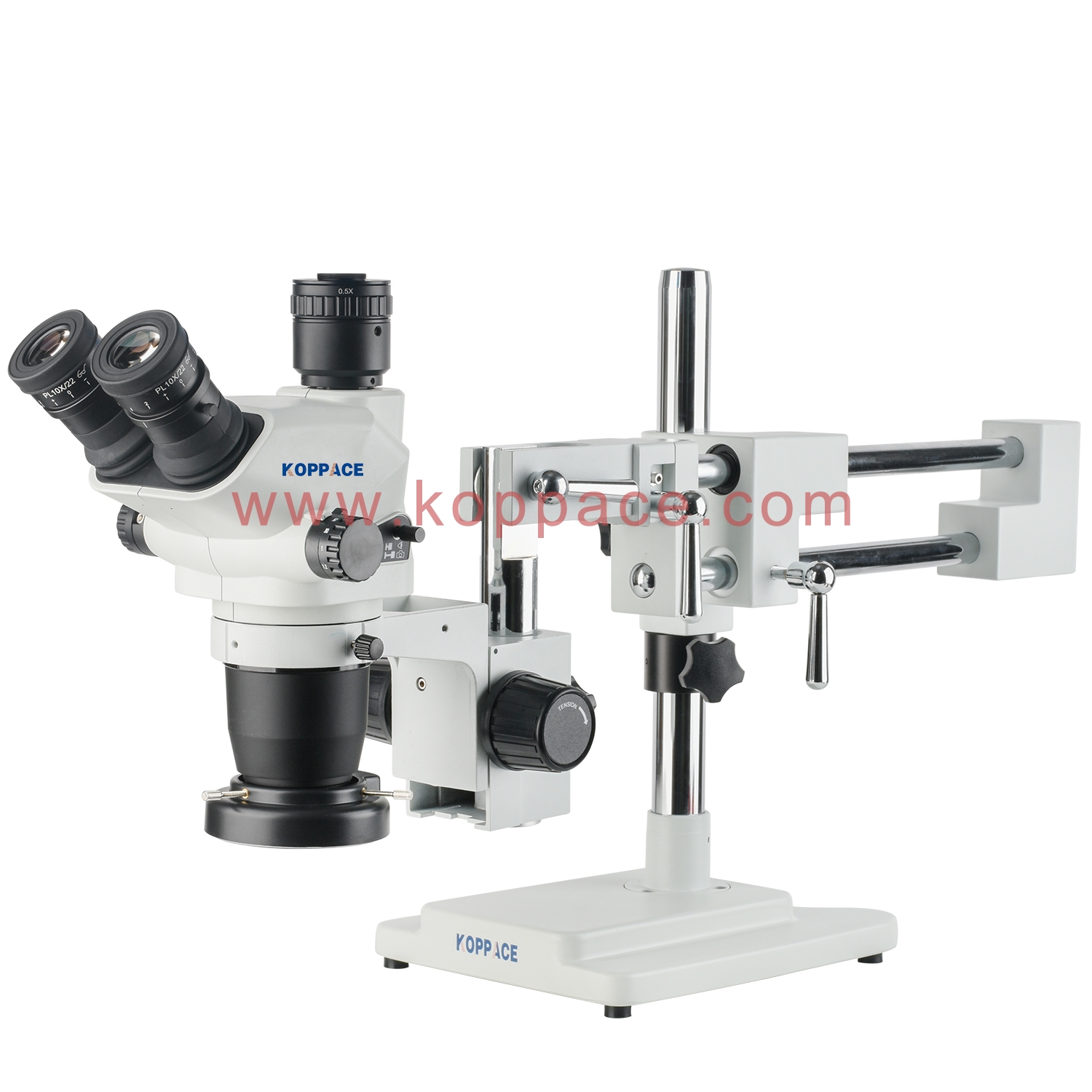 KOPPACE 6.7X-45X Trinocular Stereo Microscope Dual Arm Bracket ...