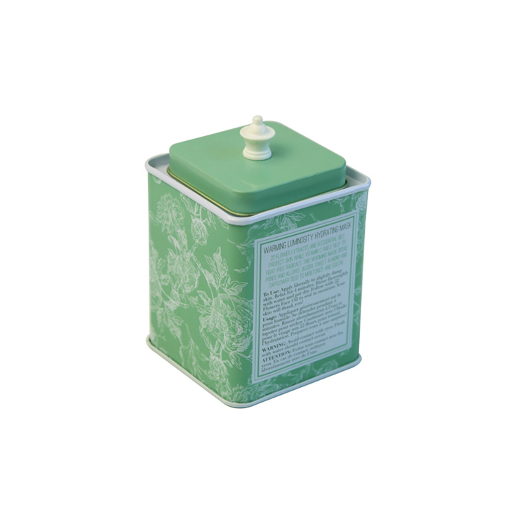 High quality square tin tea can with lid