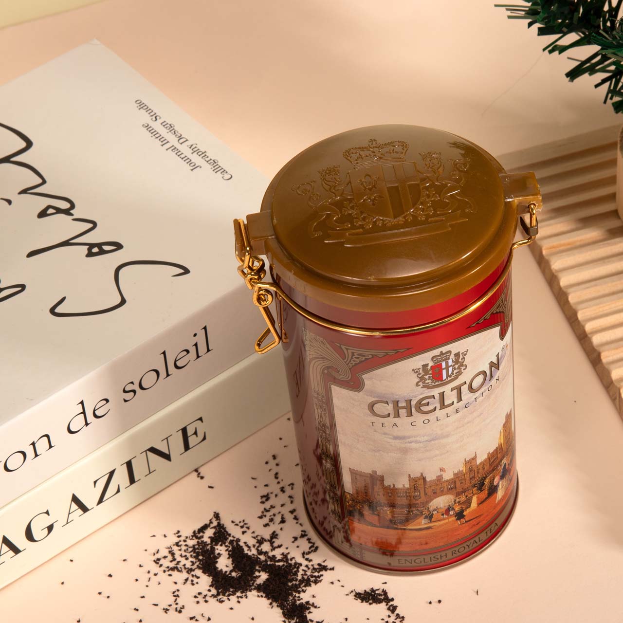 Luxury Round Tea Tin Box with Royal Design for Premium Tea Packaging