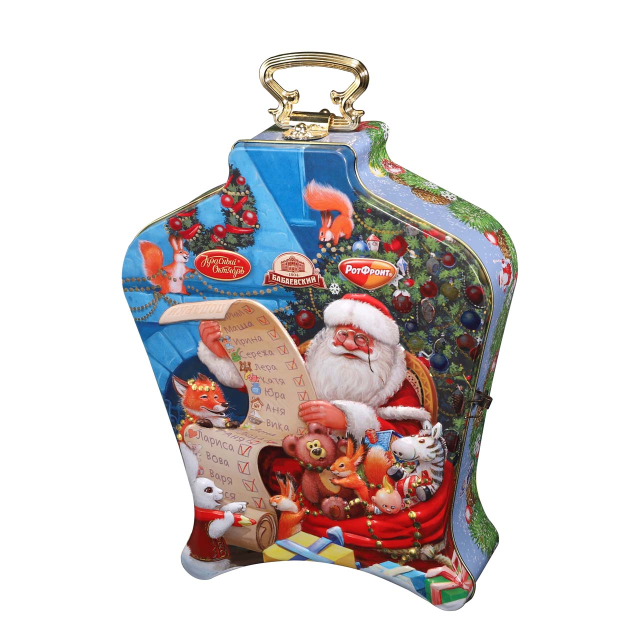Premium Christmas Tin Box with Handle, Santa Design Metal Gift Box for ...