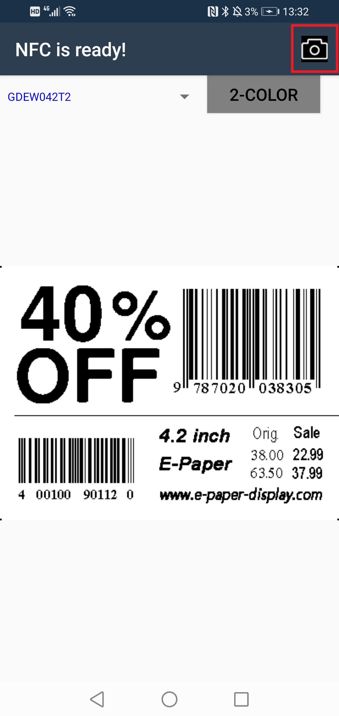 4.2 inch E-ink Display Passive NFC-Powered Electronic Paper Screen ESL ...