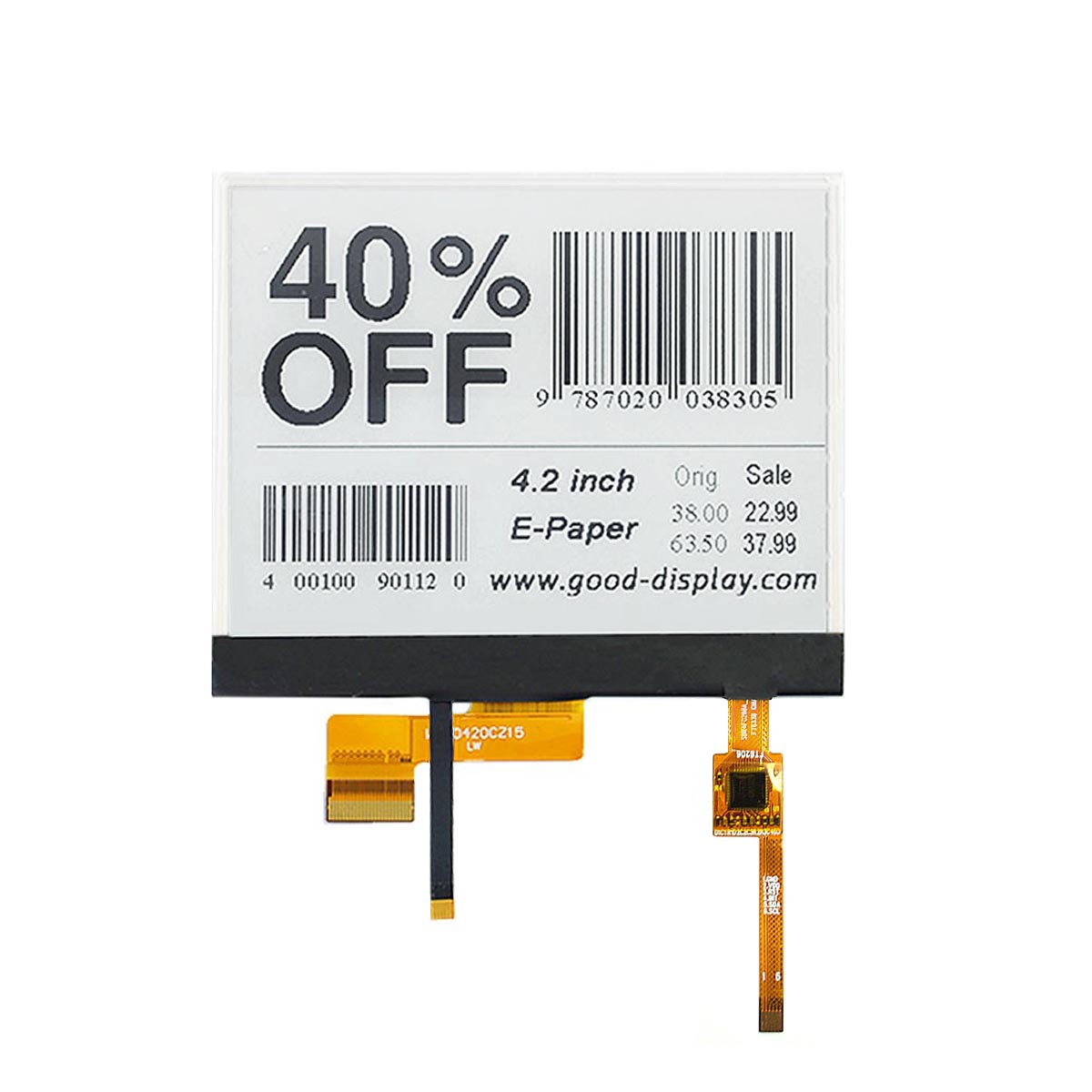 4.2inch epaper 400x300 Touch Display E Paper with Blacklit, GDEW042T2FT02