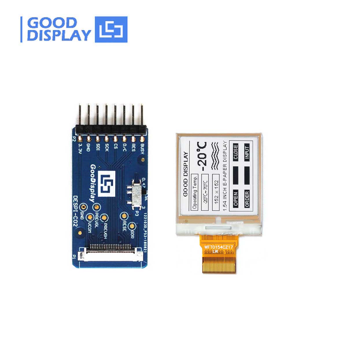 1.54 Inch E-Paper Display,152x152 Resolution High Contrast Radio With Adapter Board E-Ink Screen ...