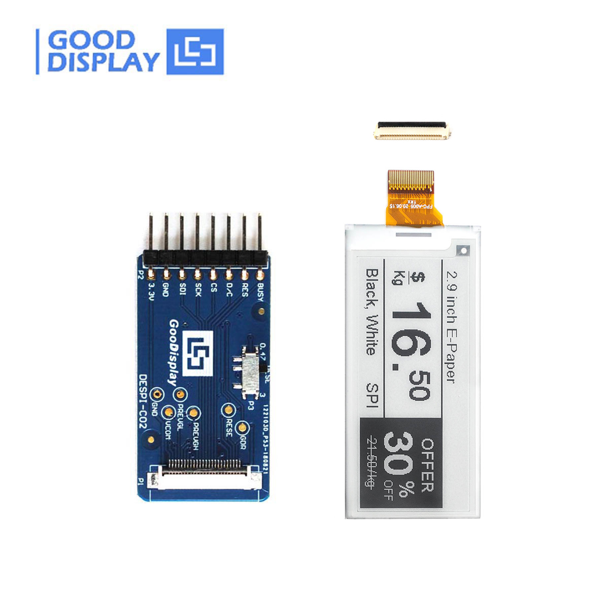 2.9 inch e-paper screen 296x128 Raspberry pi SPI display, GDEY029T94