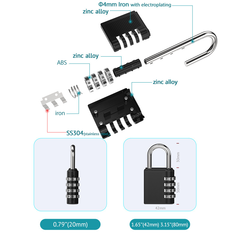 4 Digit Combination Padlock,Padlock
