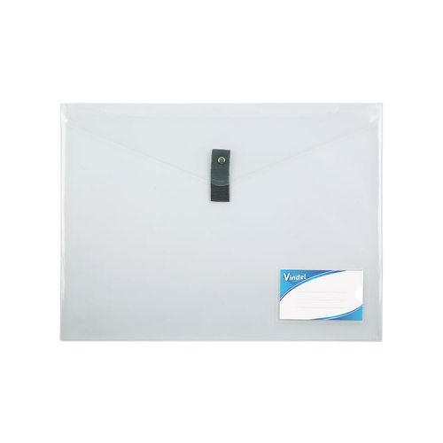 Clear File Bag with Strap Velcro Closure, 2-Pocket, Translucent, PP A4 ...