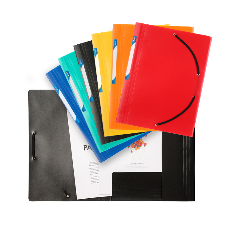 Elasticated 3 Flaps Folder with Spine Label, Opaque, PP A4,Elasticated ...