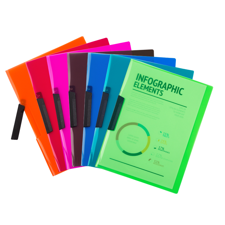 Swing Clip Files with Black Clip, Translucent, PP A4,Presentation Folders