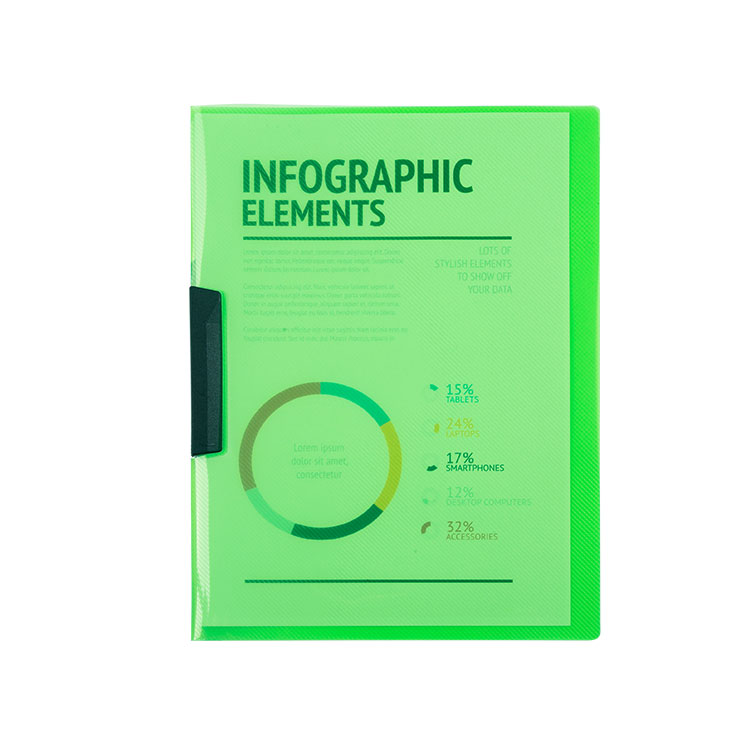 Swing Clip Files with Black Clip, Translucent, PP A4,Presentation Folders