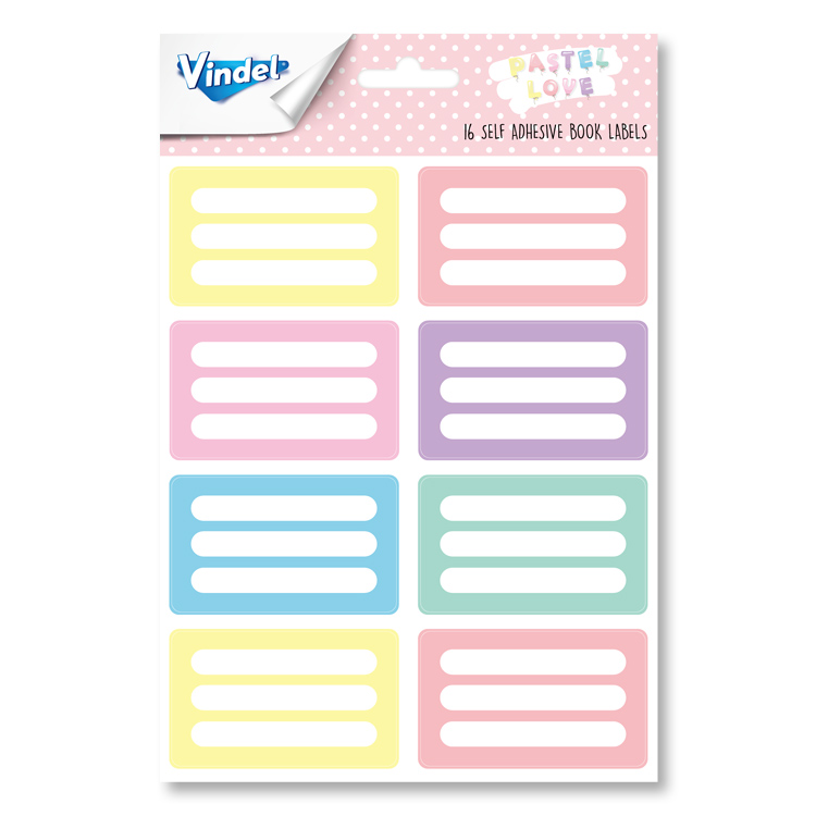 Self-adhesive Book Name Labels, Pastel Love