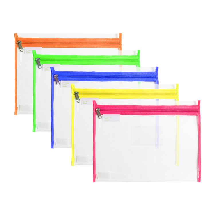 Zippered Document Wallets, Transparent, PVC A4,Document Wallets